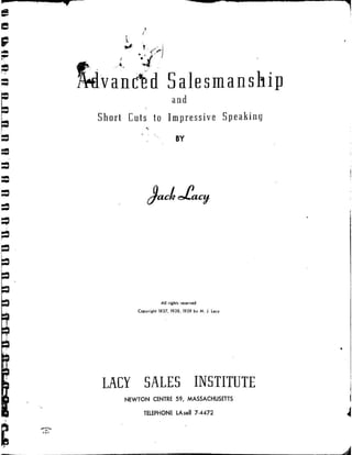 Jack Lacy Advanced Salesmanship Manual from 1950 | PDF