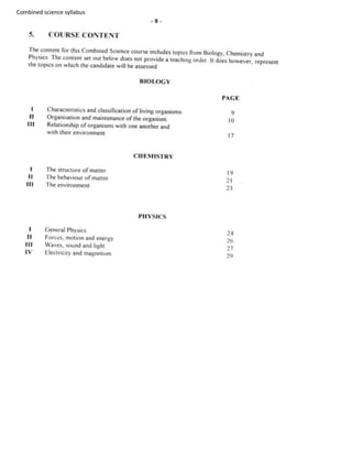 Combined science syllabus | PDF