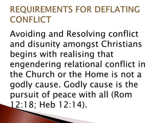 Dealing with Quarrels and Threats to Church Unity | PPT
