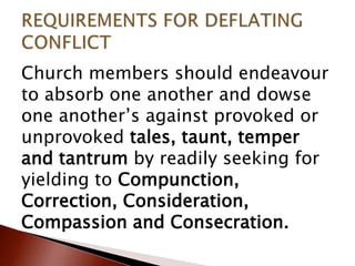 Dealing with Quarrels and Threats to Church Unity | PPT
