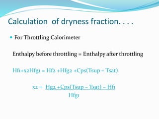Combined separating and throttling calorimeter | PPTX