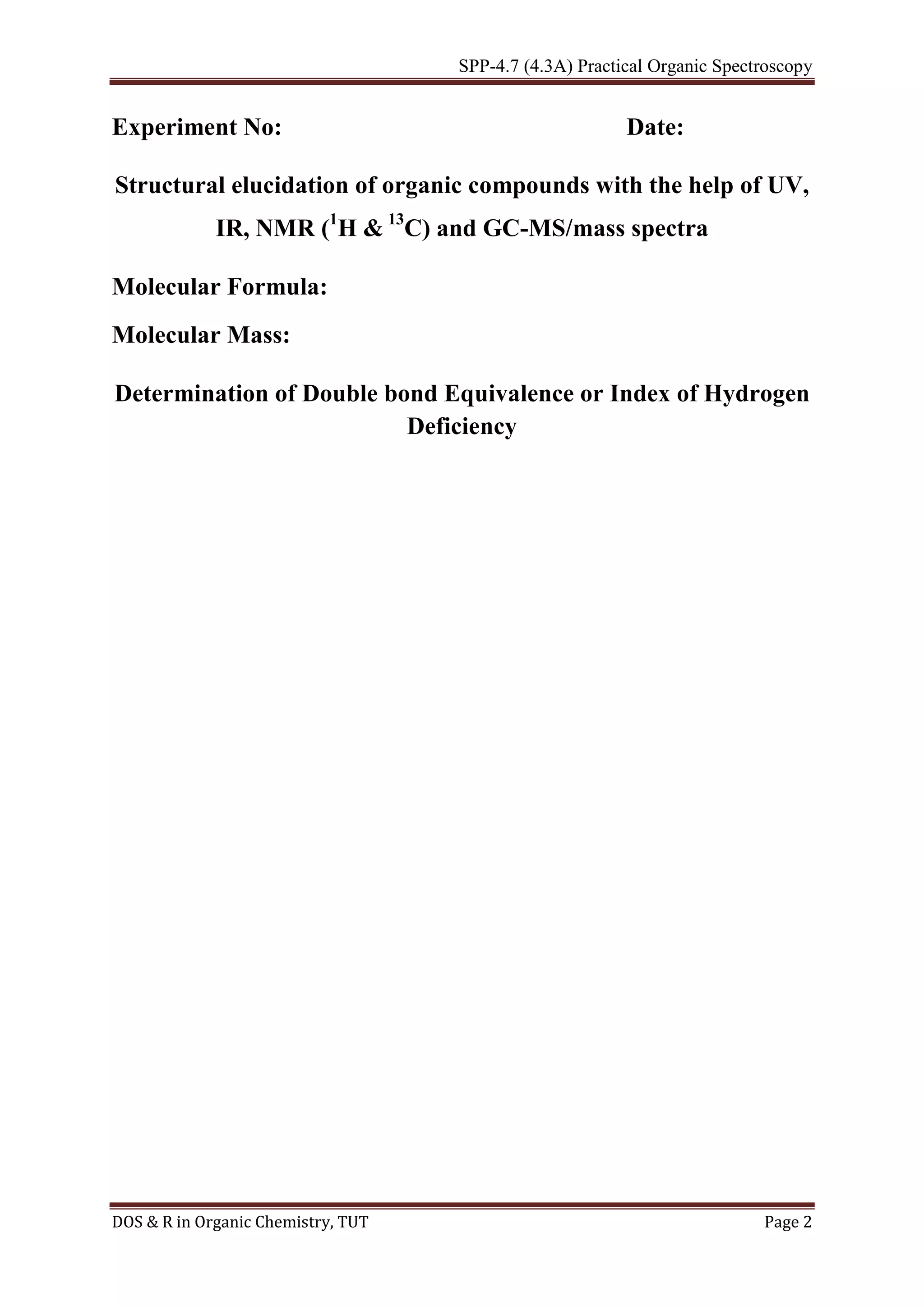 Combined spectra problem (ir, nmr & mass) format of organic molecules | PDF