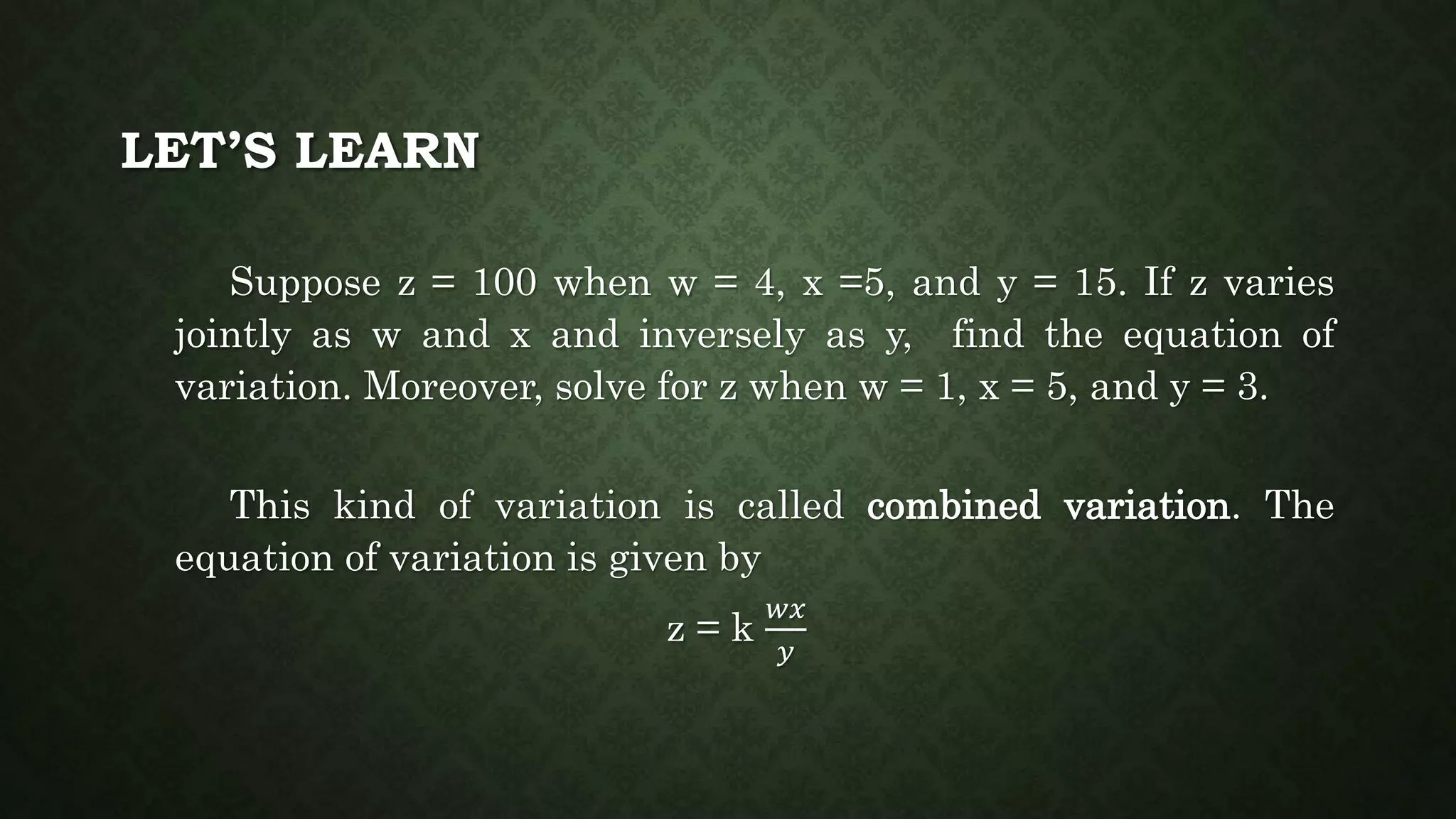 Combined variation | PPTX