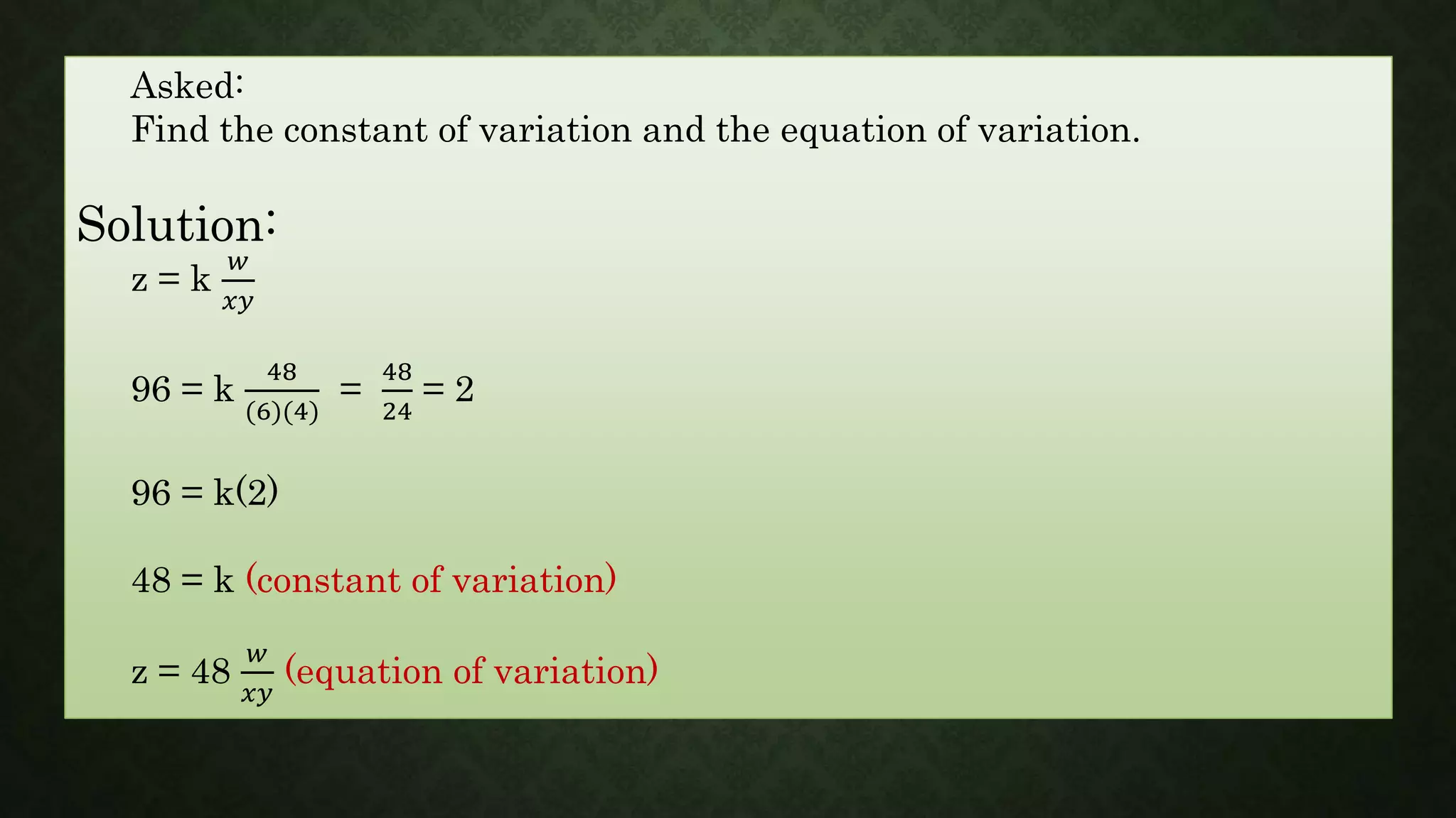 Combined variation | PPTX
