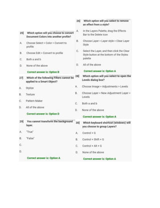 Photoshop Question & Answer - Disha Institute | PDF