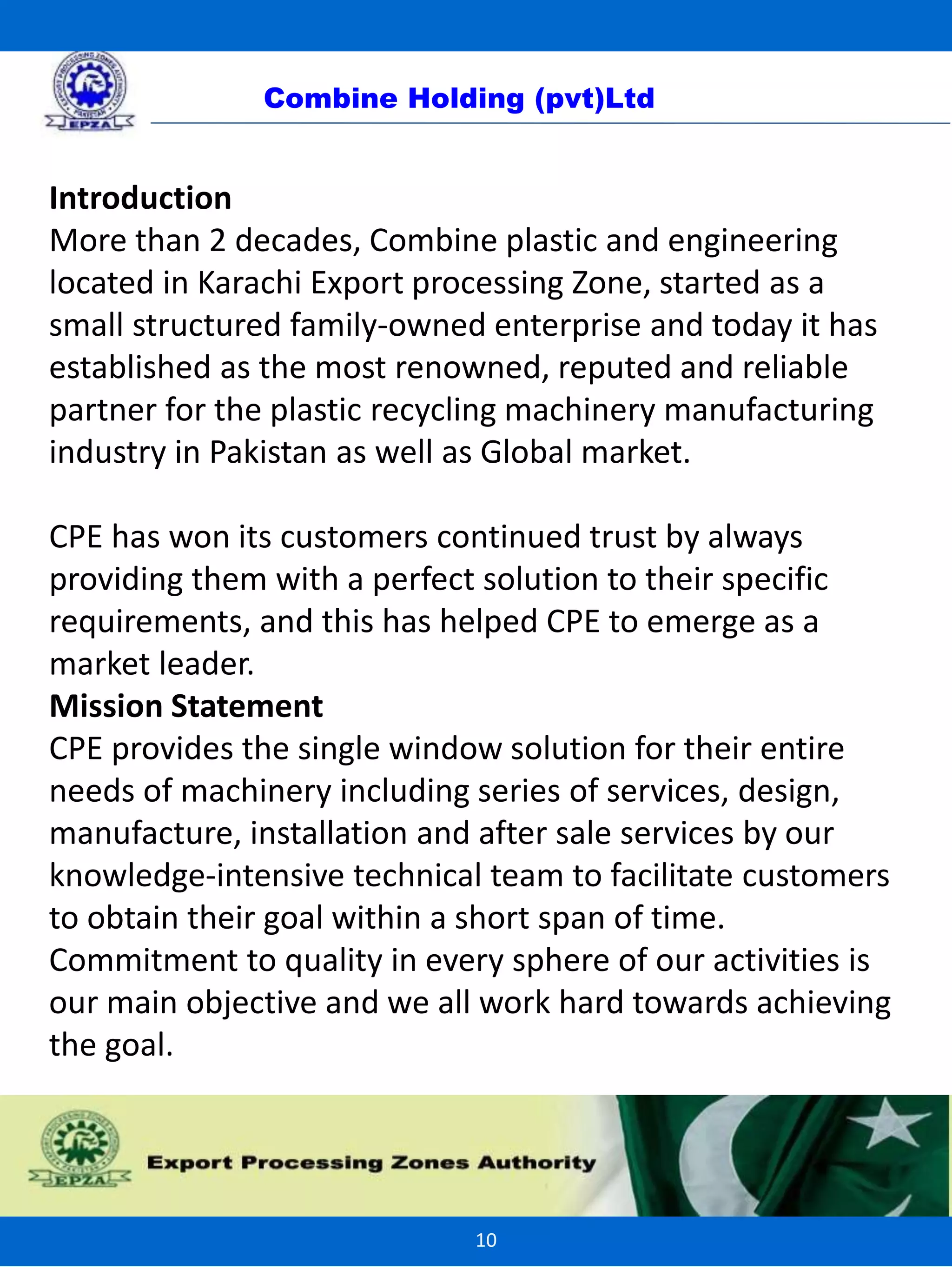 Combine holding pvt ltd-Export Processing Zones Pakistan | PPTX