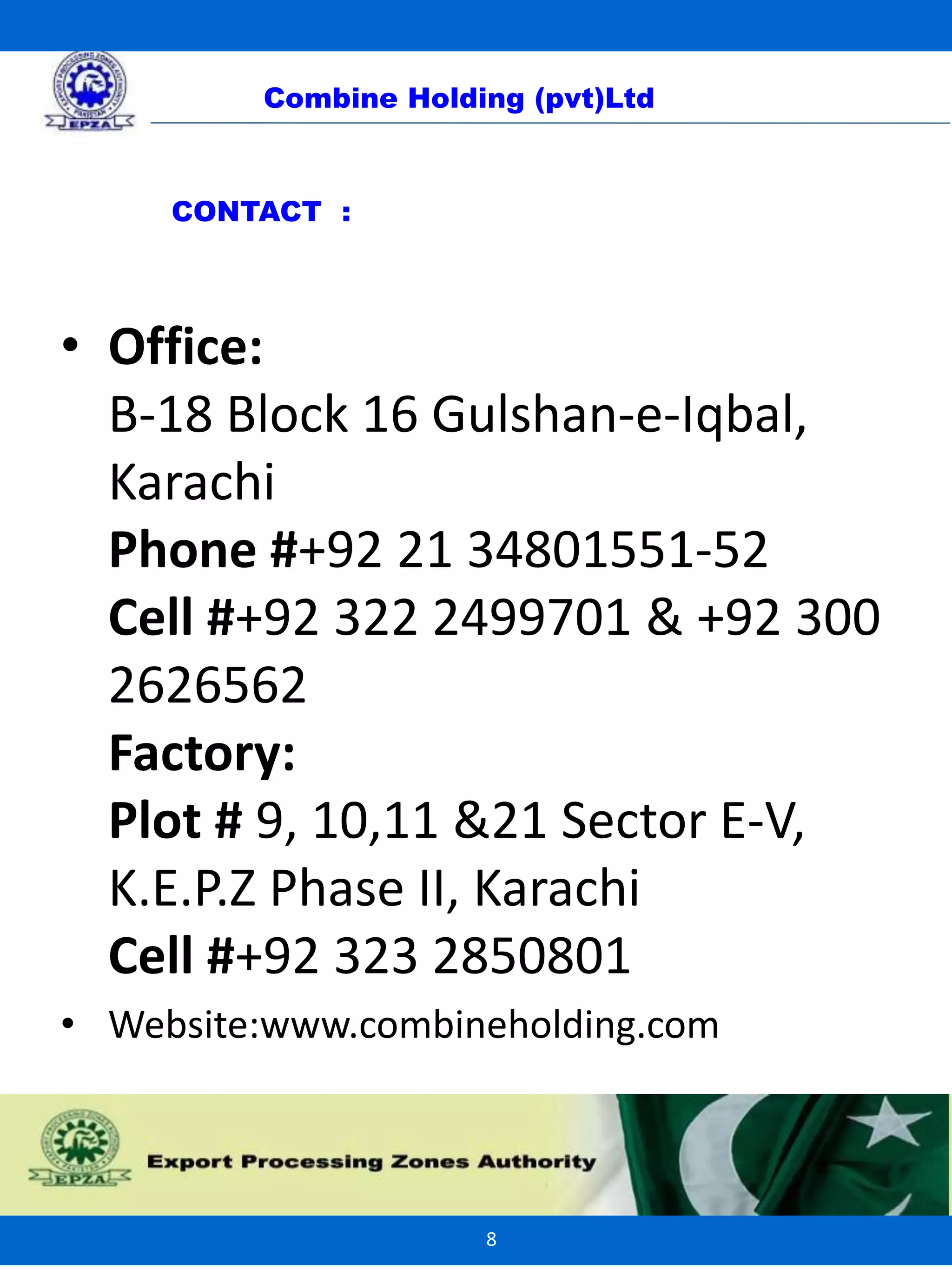 Combine holding pvt ltd-Export Processing Zones Pakistan | PPTX
