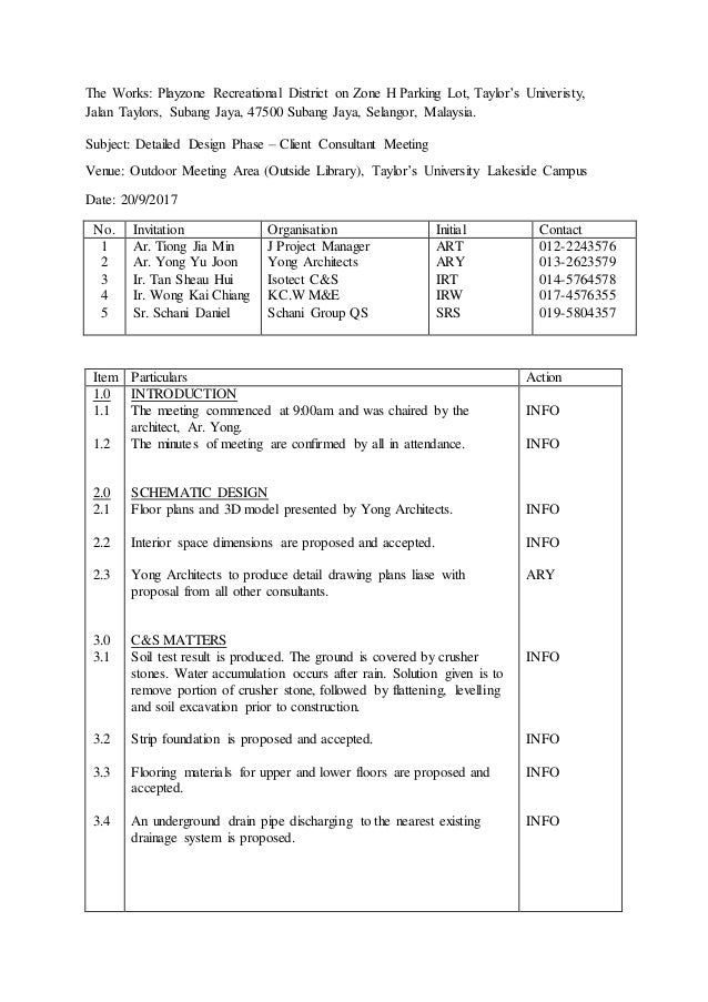 Meeting Minute Exercise