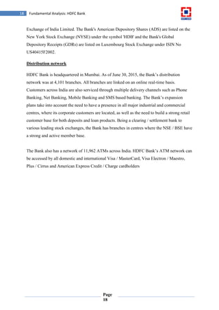 Fundamental Analysis- HDFC Bank | PDF