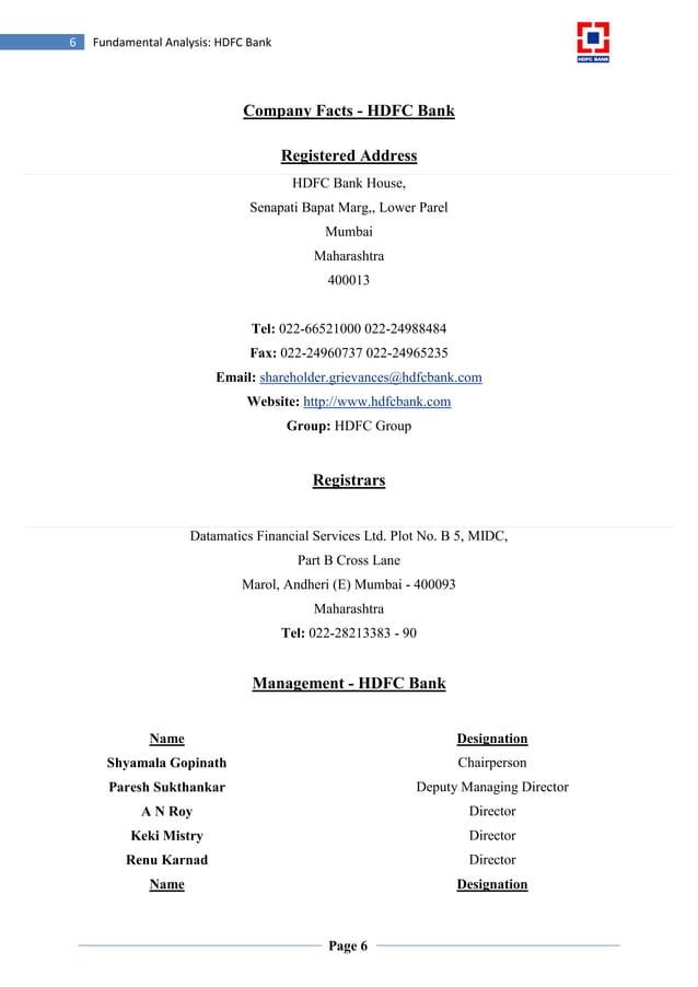 Fundamental Analysis- HDFC Bank | PDF