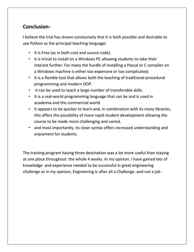 summer training report on python | PDF | Programming Languages | Computing