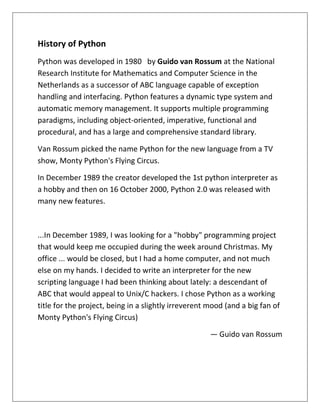 summer training report on python | PDF