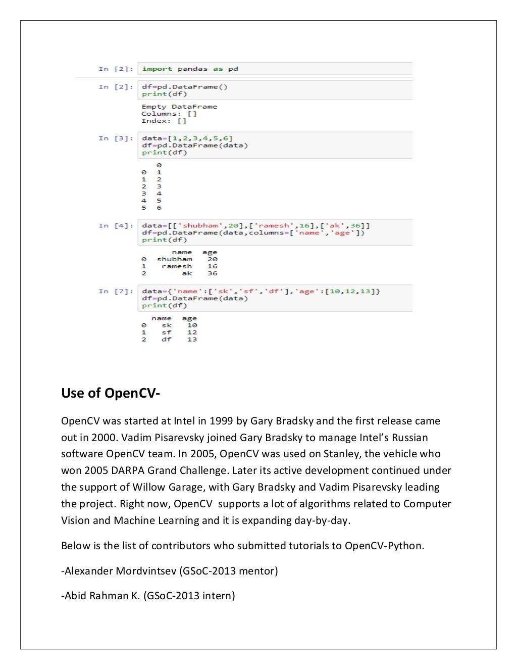 summer training report on python