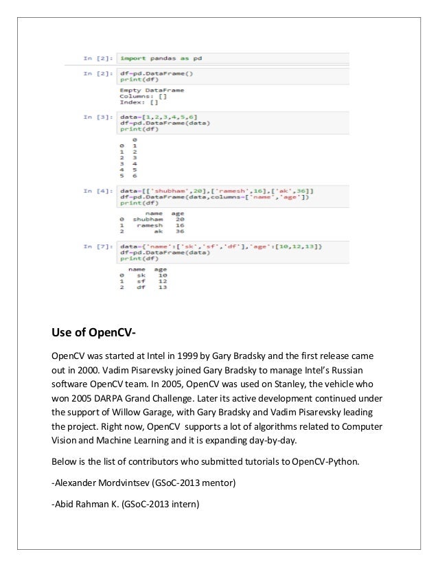 summer training report on python