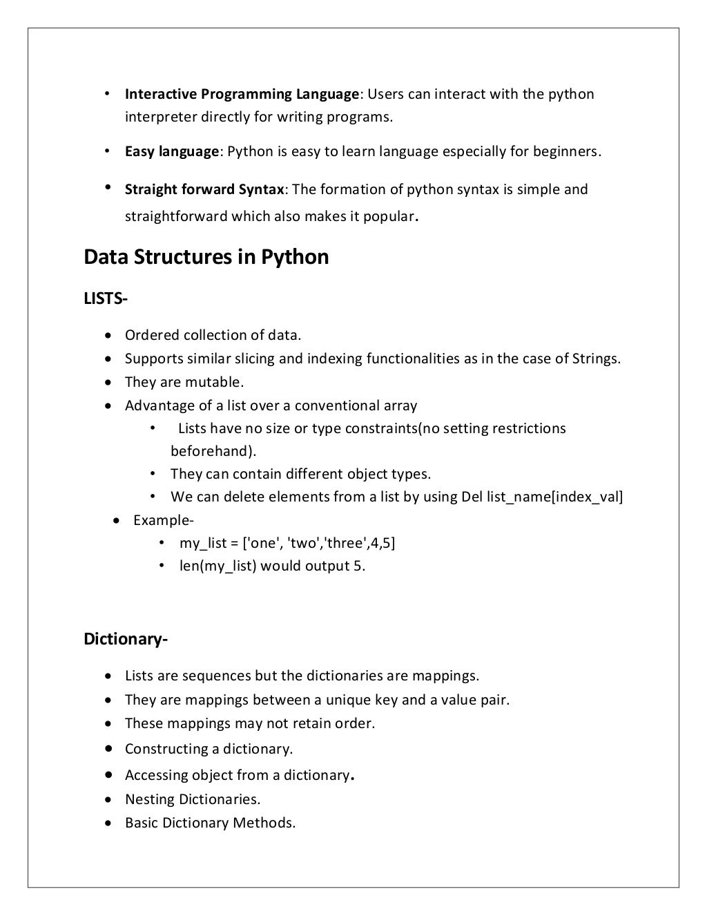summer training report on python