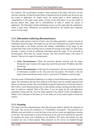 penetration test using Kali linux seminar report | PDF