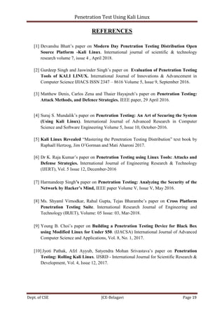 penetration test using Kali linux seminar report | PDF