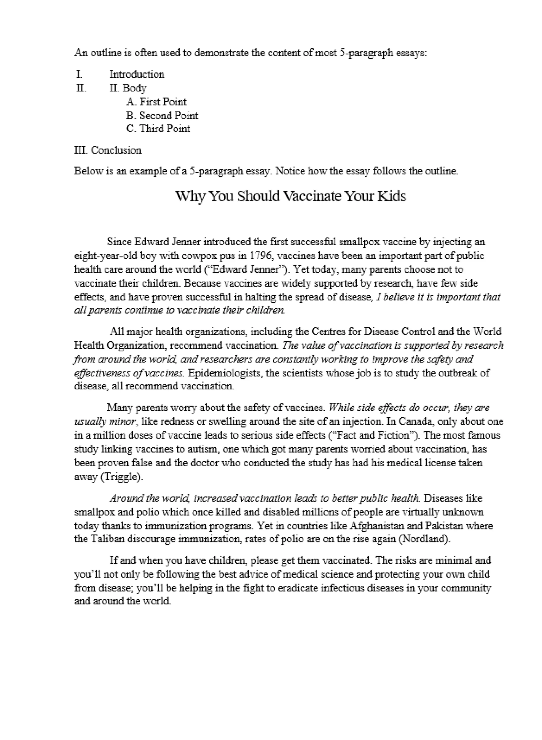 Five paragraph essay example | PDF