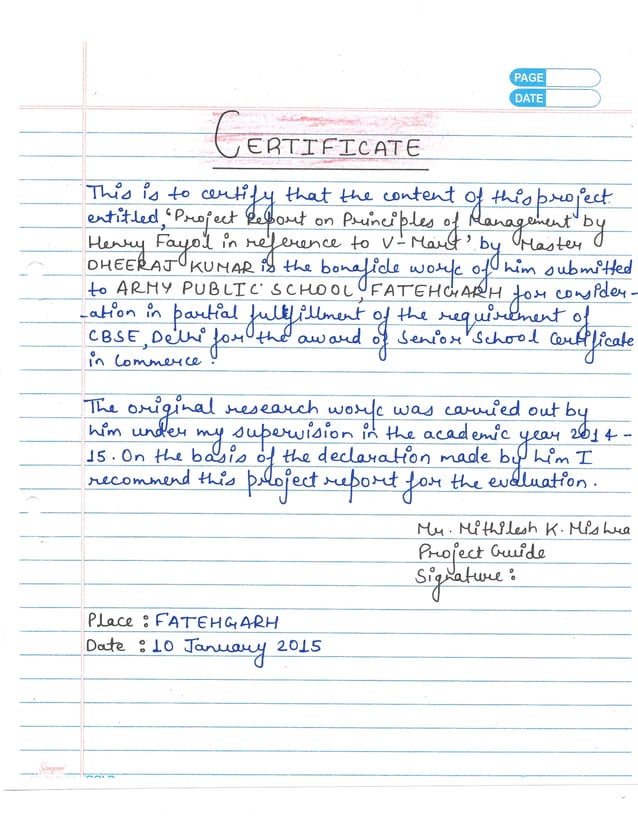 Business Studies (Principles of Management) Project Class 12th CBSE | PDF