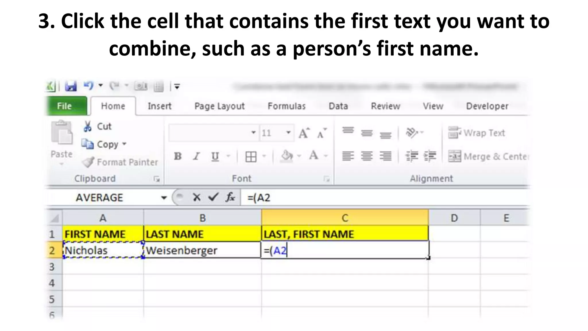 How to Combine text from two or more cells in Excel | PPTX