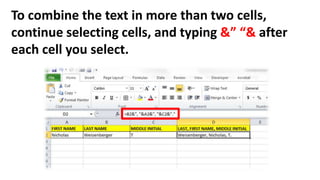 How to Combine text from two or more cells in Excel | PPTX