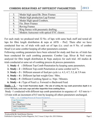 Combing Behaviors at Different Parameters | PDF