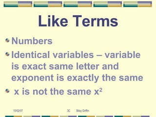 Combining Like Terms | PPT