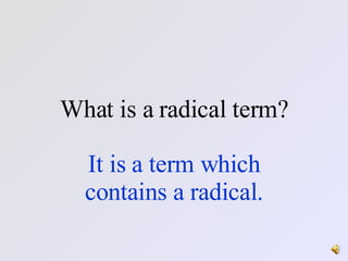 Combining Radical Terms | PPT