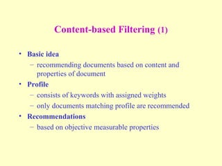 Combining content based and collaborative filtering | PPT