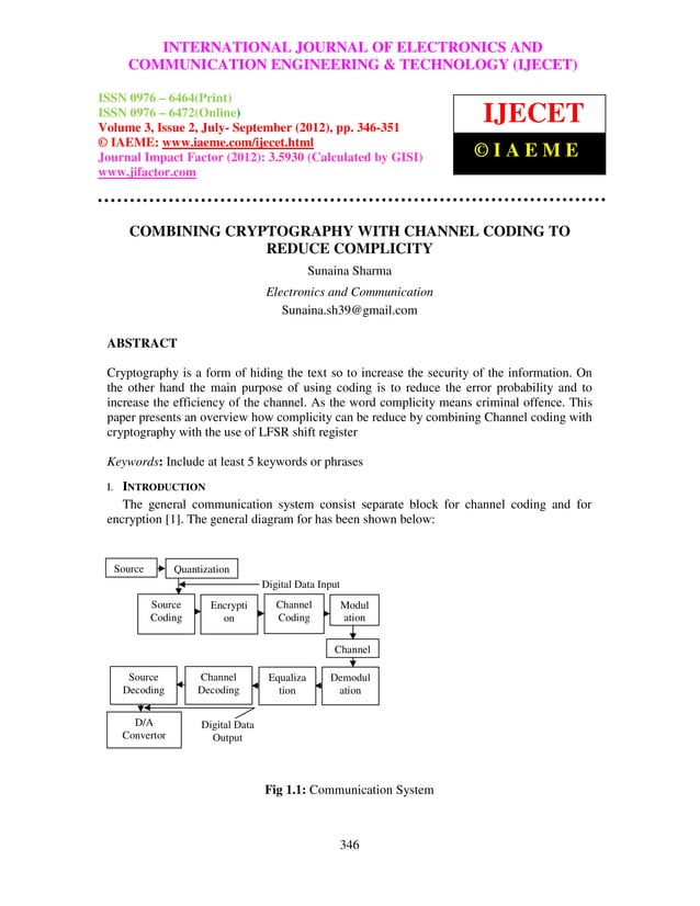 Combining cryptography with channel coding to reduce complicity | PDF