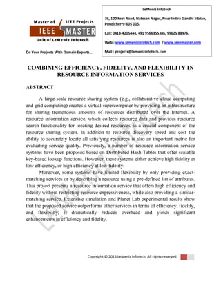 Combining efficiency, fidelity, and flexibility in resource information services | PDF | Cloud ...