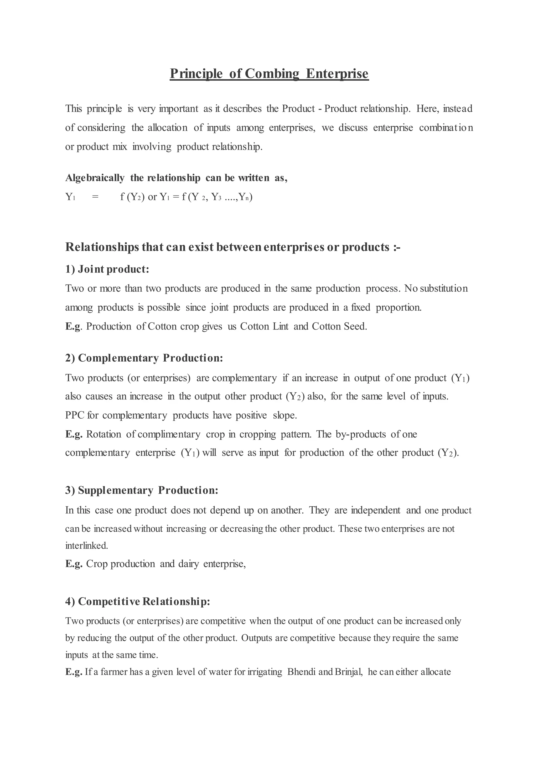Farm Management - Product-Product Relationship | DOCX