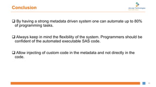 Combining process metadata and cdisc metadata to achieve automation | PPT