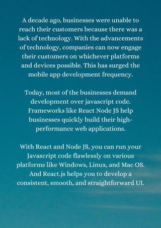 Combining react with node js to develop successful full stack web ...