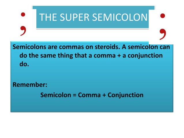 Combining sentences with semicolons and commas | PPTX