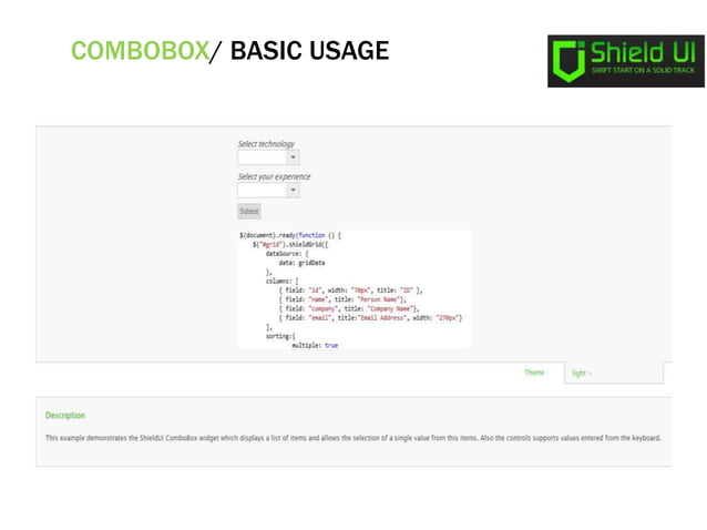 Shield UI Widget: Combo box | PPT