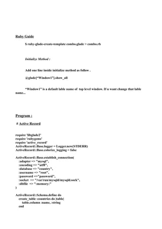 comboboxentry - glade - ruby - guide | PDF | Databases | Computer Software and Applications
