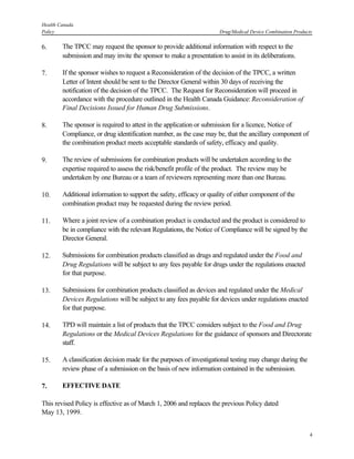 Canadian policy for combination (drug / device) products | PDF