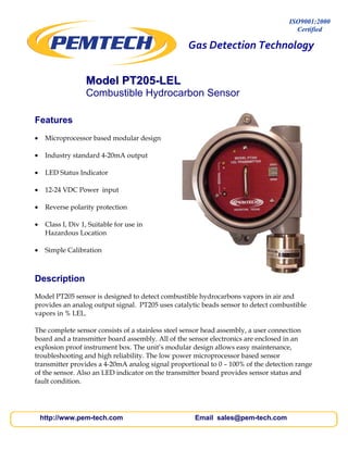 Combustible hydro carbon sensor pt205 | PDF