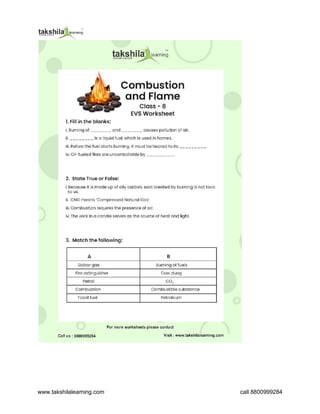 Grade 8 Combustion And Flame Worksheet