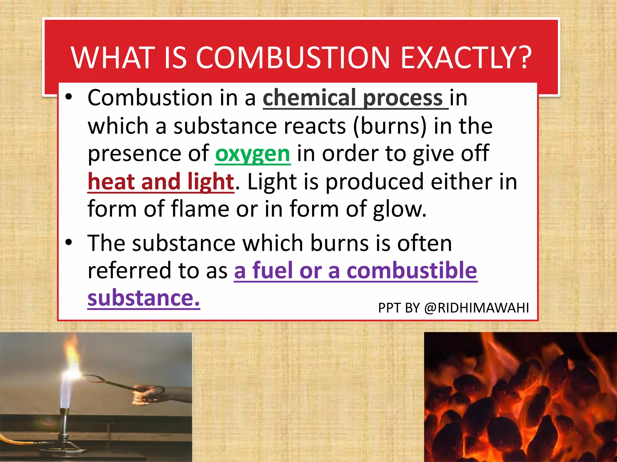 COMBUSTION AND FLAME PPT- SHORT NOTES/CLASS8/SCIENCE/CHEMISTRY | PDF