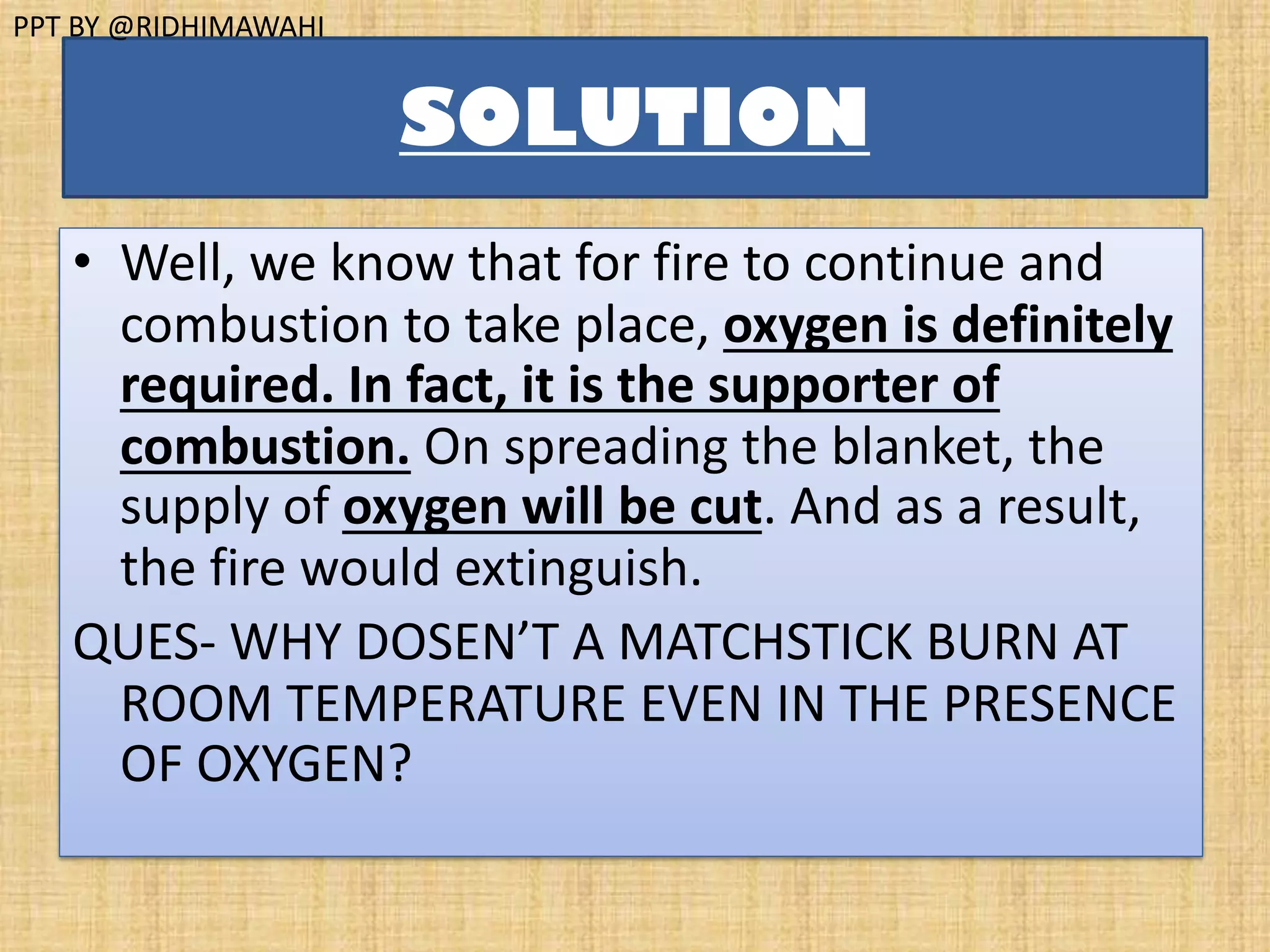 COMBUSTION AND FLAME PPT- SHORT NOTES/CLASS8/SCIENCE/CHEMISTRY | PDF
