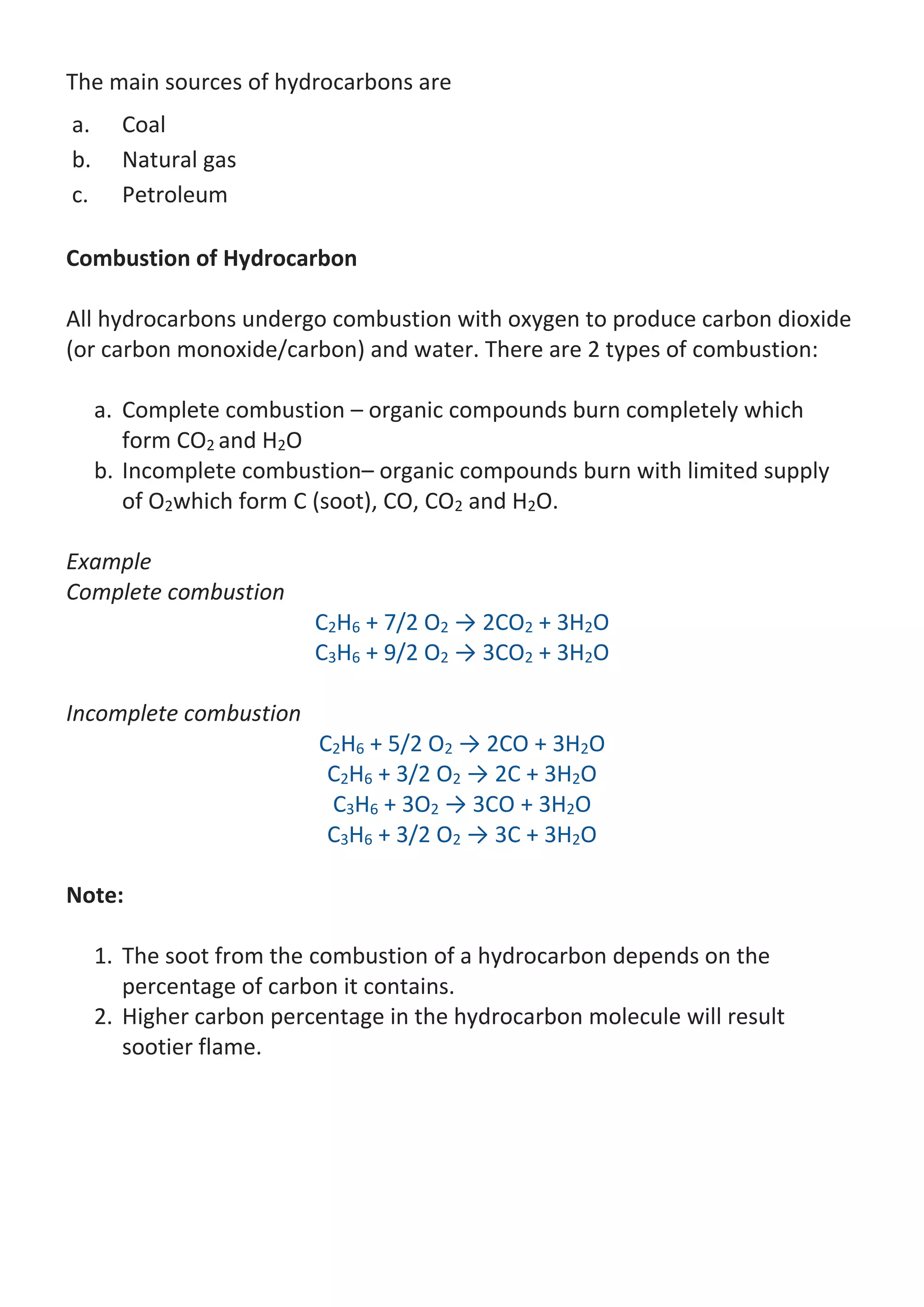 Combustion of hydrocarbon | DOCX