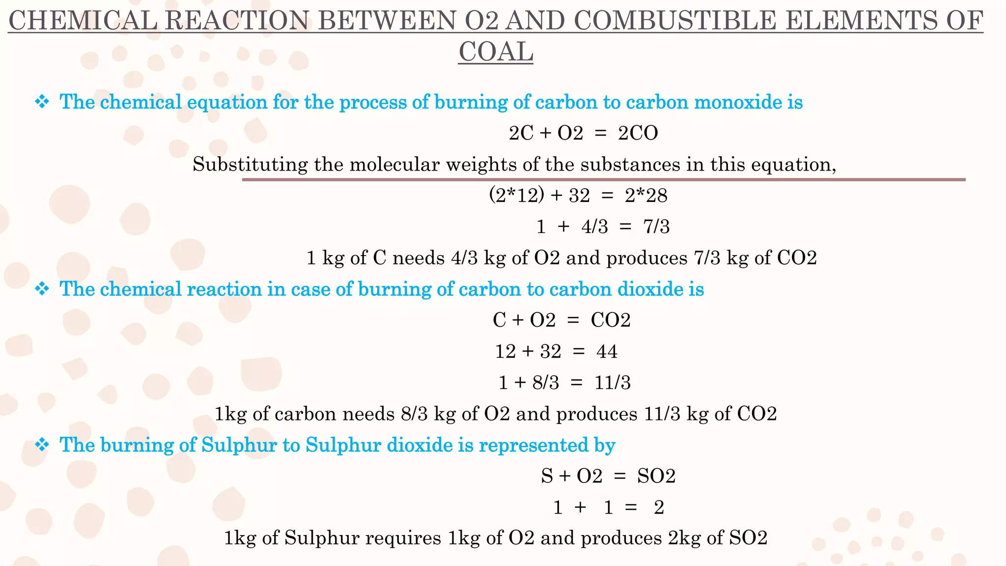 Combustion reactions of coal | PPT
