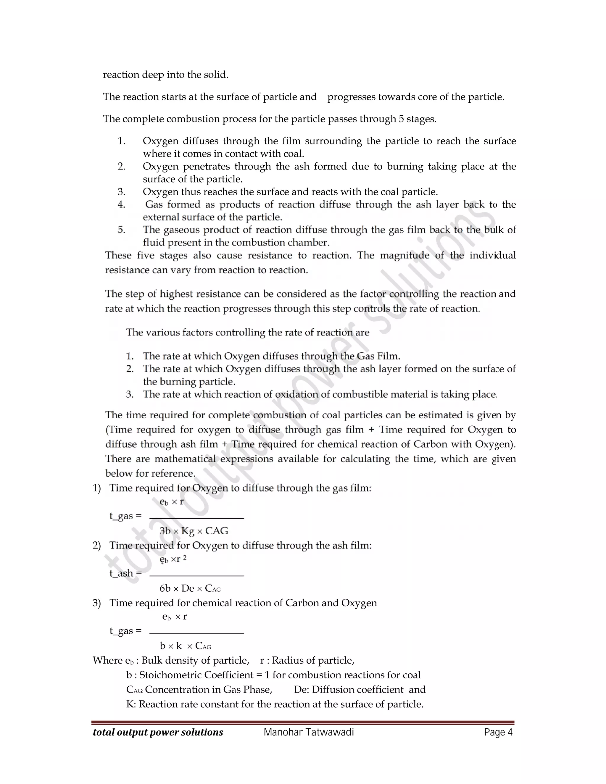 Pulverised Coal Combustion theory | PDF