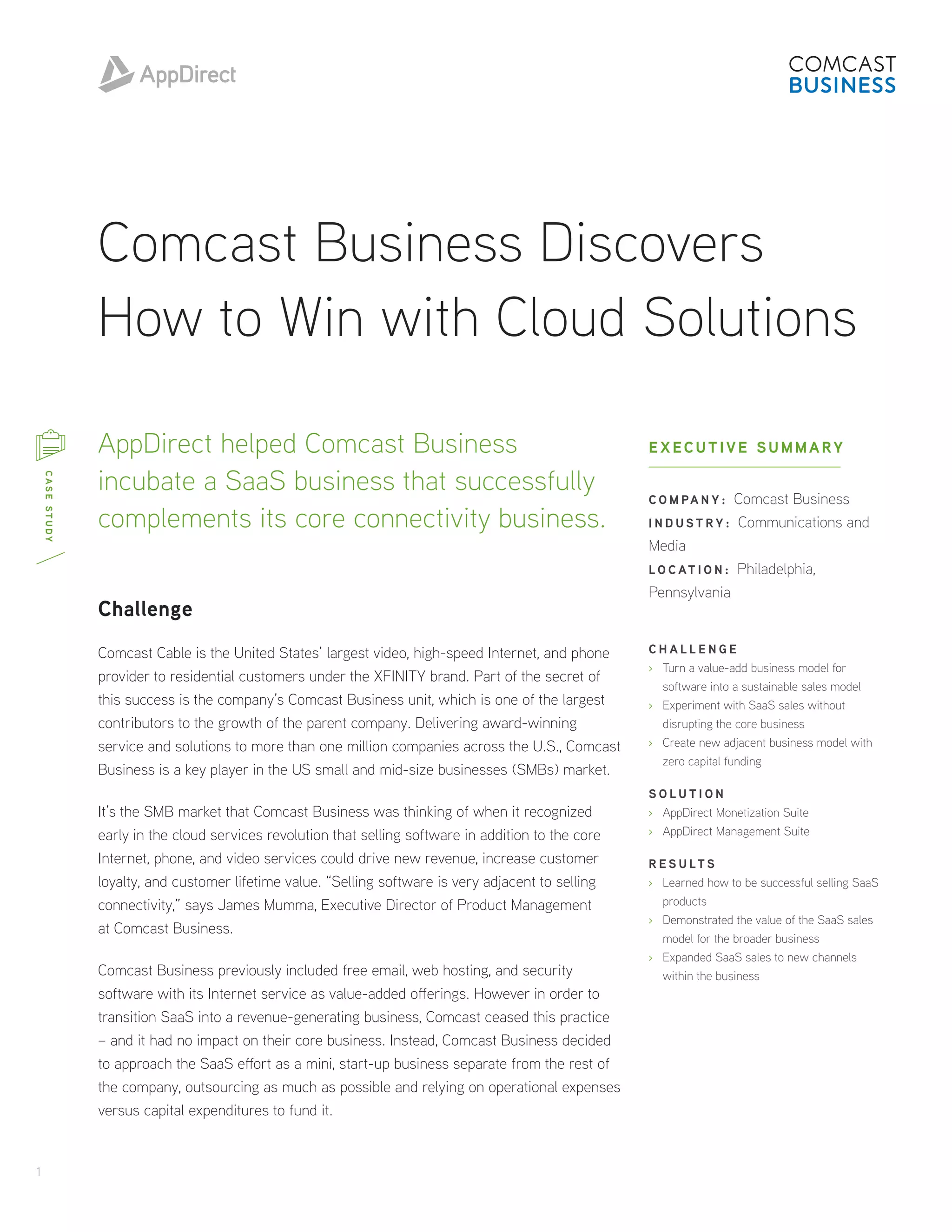 Comcast Business x AppDirect Case Study | PDF