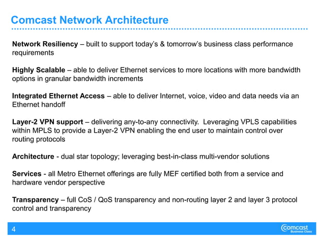 Comcast metro ethernet enterprise services overview | PPT