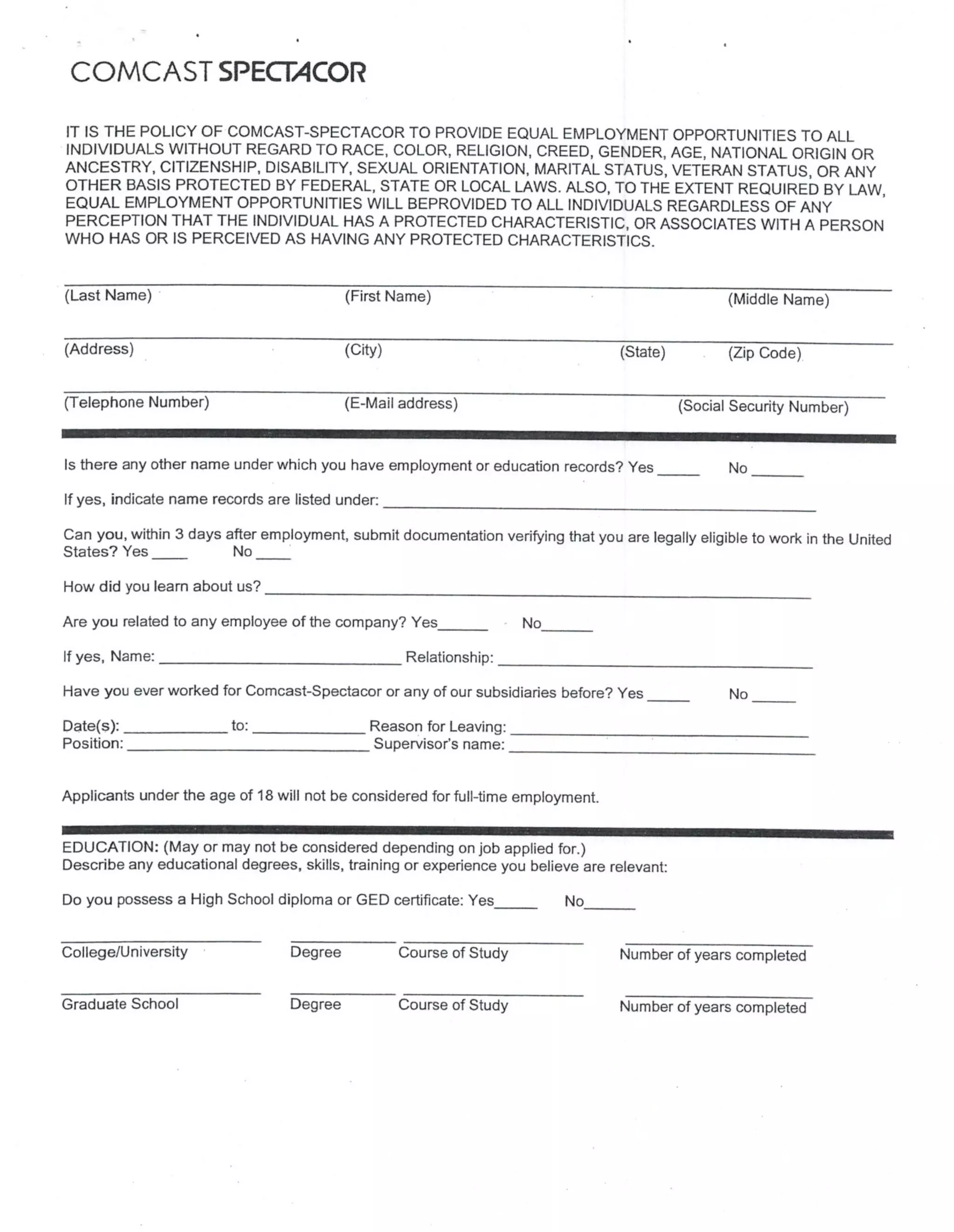 Comcast Spectacor application | PDF