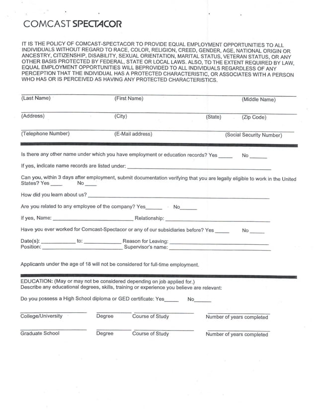 Comcast Spectacor application | PDF