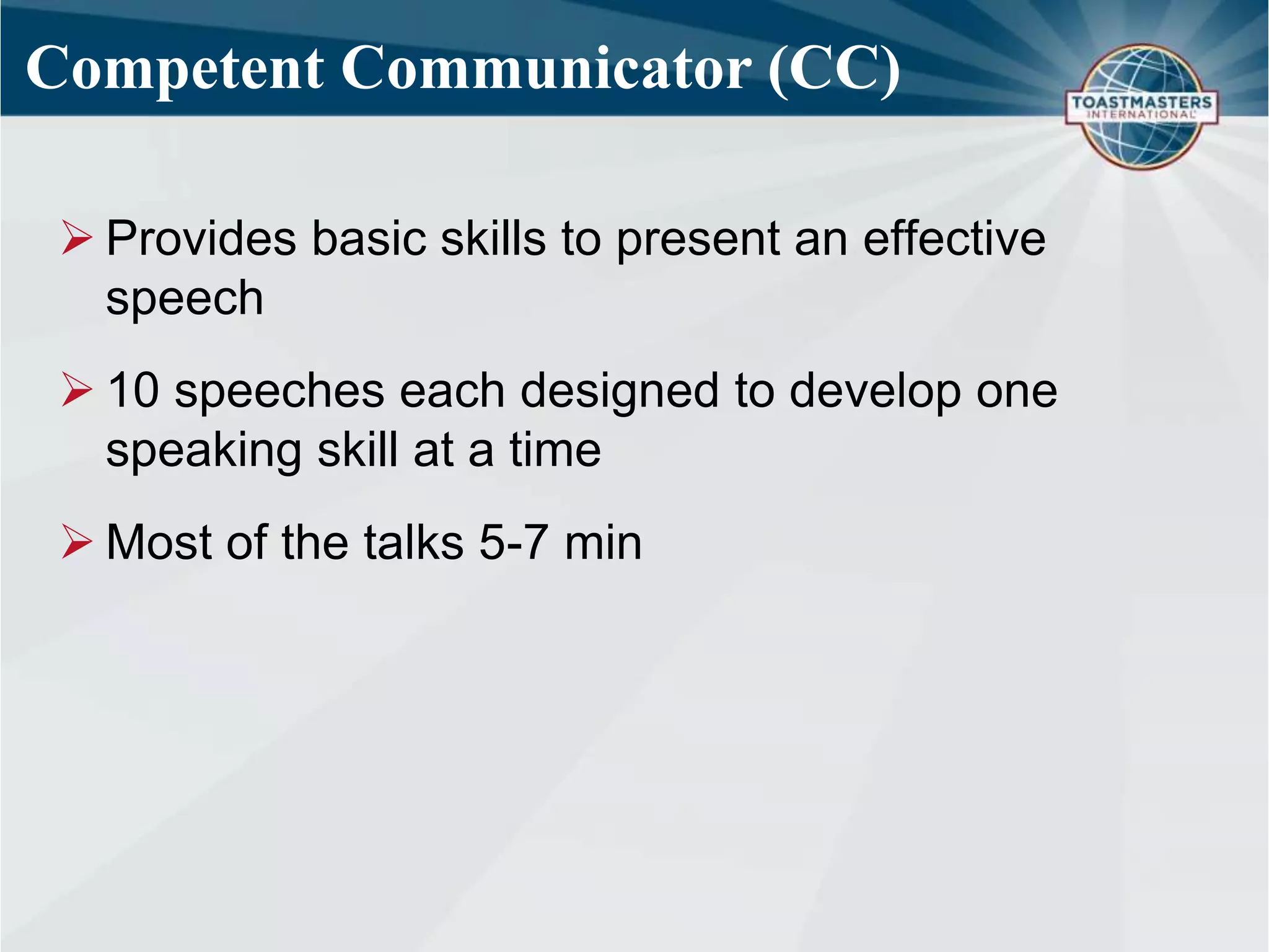 Toastmasters Education Program - Communication Track | PPT
